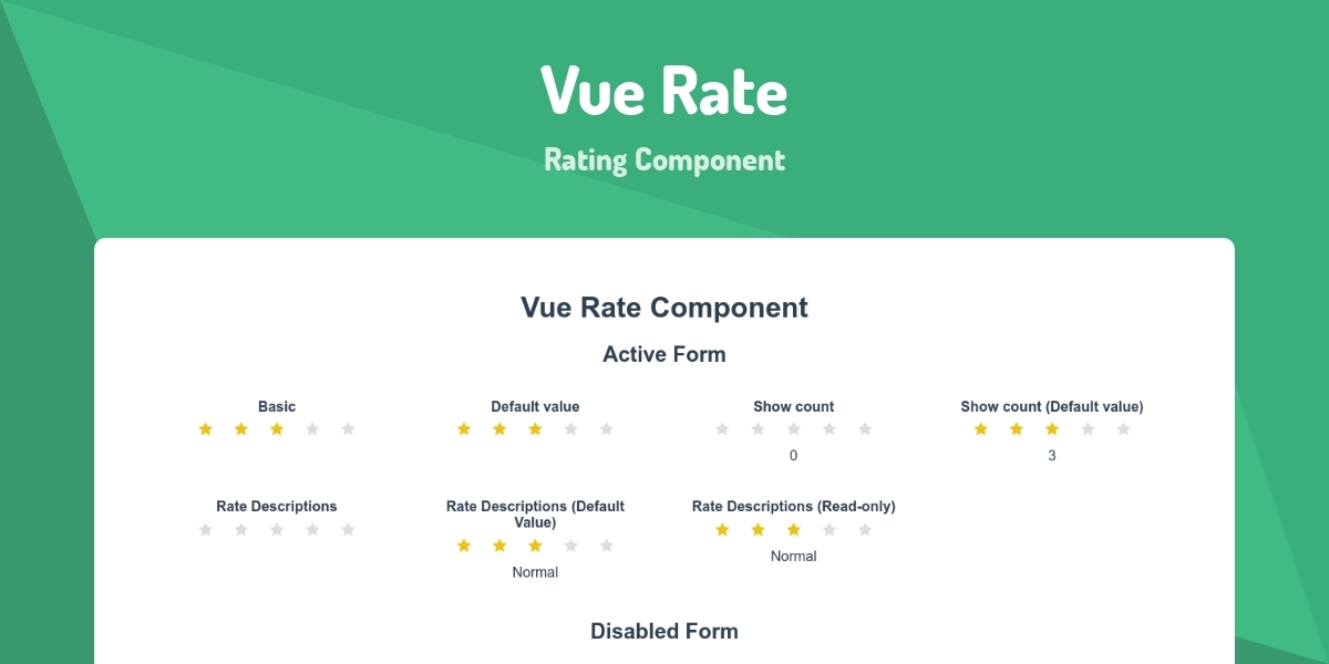 Vue Rate - Rating Component - Made with Vue.js