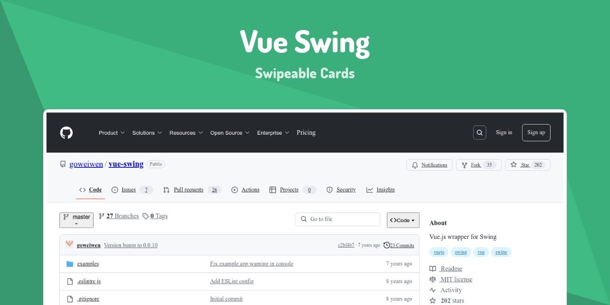 Vue Swing - Swipeable Cards - Made with Vue.js