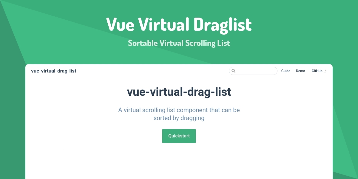 Vue Virtual Draglist - Sortable Virtual Scrolling List - Made with Vue.js