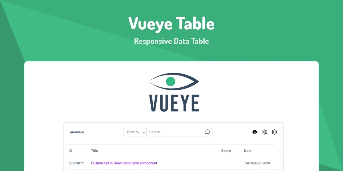 Vueye Table - Responsive Data Table - Made with Vue.js