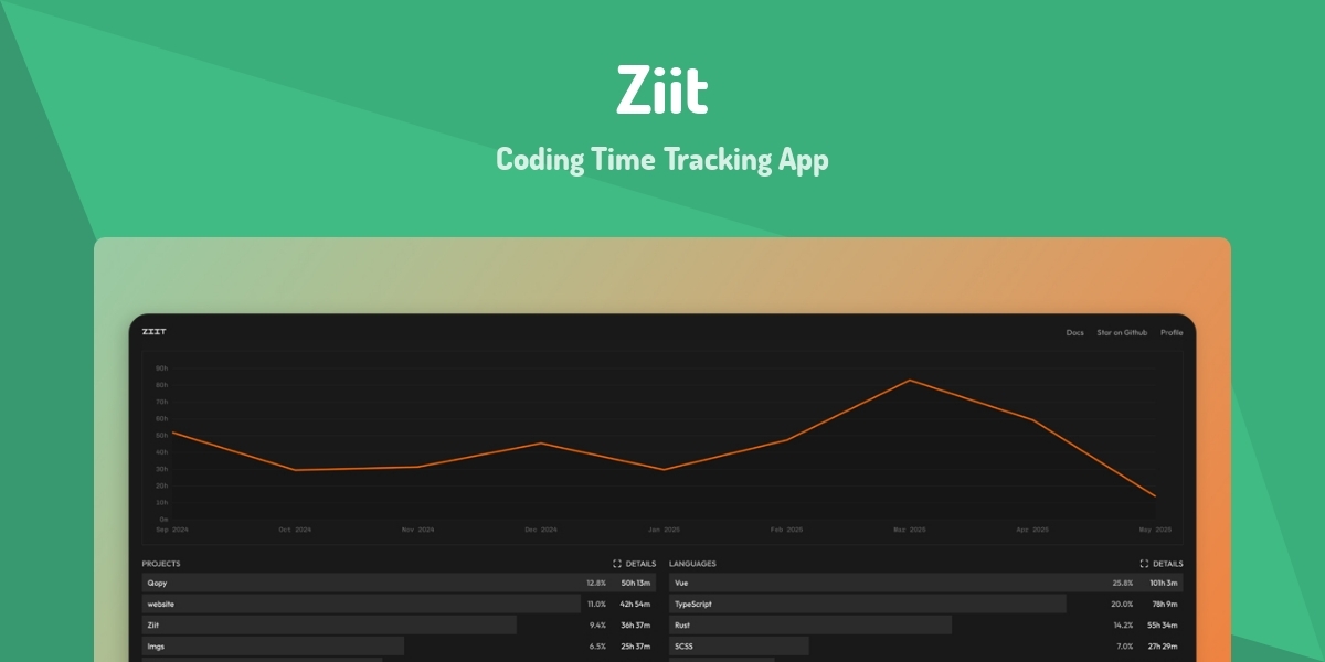 Ziit - Coding Time Tracking App - Made with Vue.js